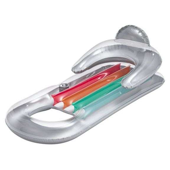 (2) Bluescape Deluxe Lounge, Inflatable Pool Float, Silver, Age 14 & up ...