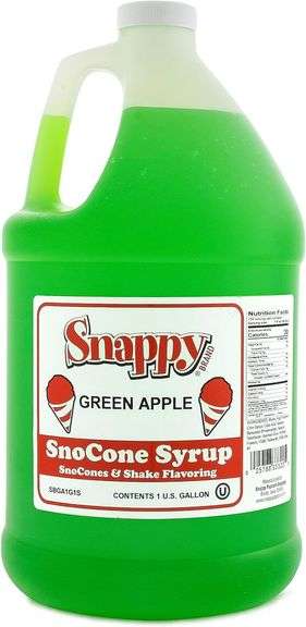 Snappy Popcorn Snow Cone Syrup Gallon, Green Apple, 1 Gallon - Matthews ...