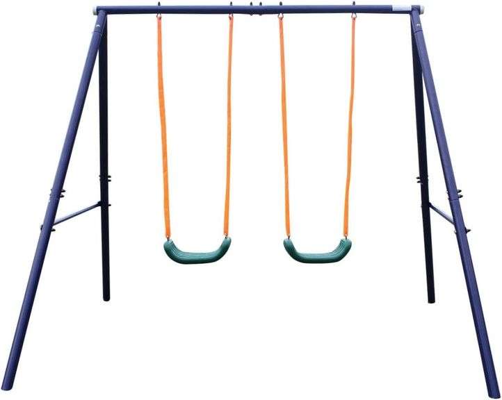 Heavy-Duty Swing Set,Two Seats A-Frame Metal Swing Set,Outdoor Backyard ...