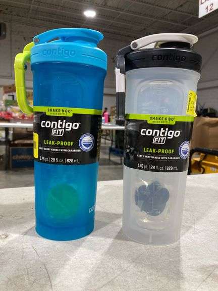(2) Contigo Fit, Leak-Proof, Shake & Go Mixer Bottle, 1.75 pt, 28 fl oz ...