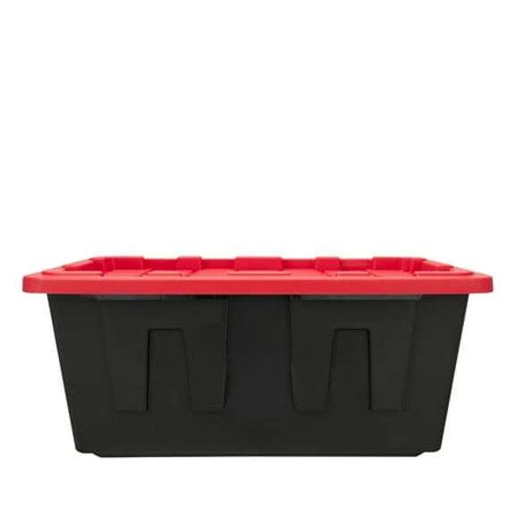 Hyper Tough 40 Gallon Snap Lid Plastic Storage Bin, Black/Red ...
