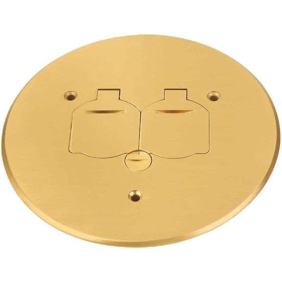 Low-Profile Round Floor Box Outlet Cover with 15A TR Duplex Receptacle ...
