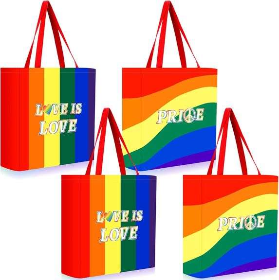 Photect 4 Pcs Pride Tote Bags Rainbow Bags LGBT Canvas Bags Rainbow ...