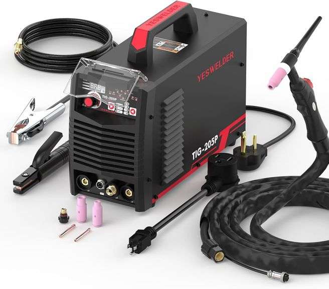 YESWELDER TIG Welder With Pulse 205Amp, STICK/DC TIG/PULSE TIG 3 In 1 ...