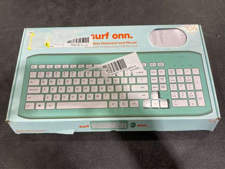Onn. Wireless Keyboard and Mouse, Light Blue - Matthews Auctioneers