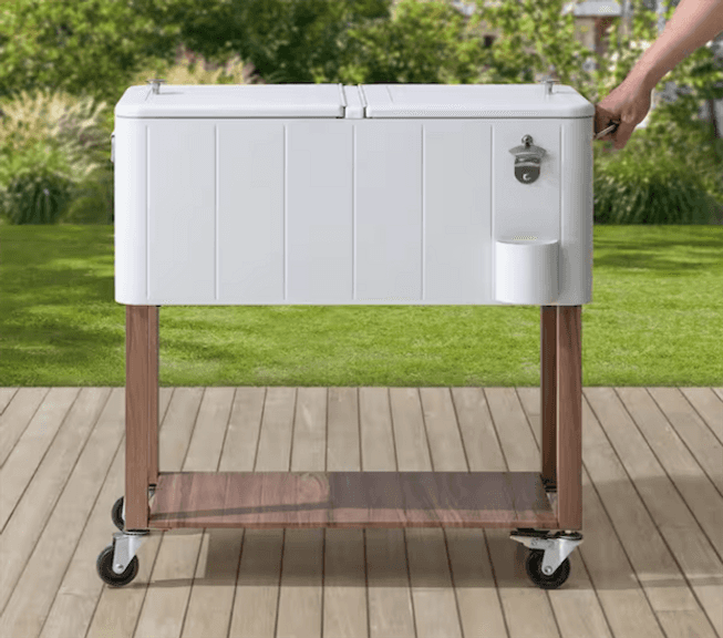 StyleWell 80 Qt. White Cooler with Light Brown Woodgrain - Matthews ...