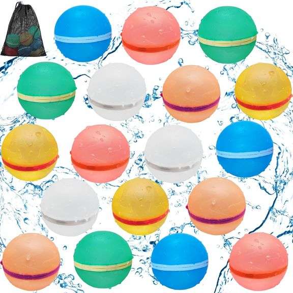 Wecsv Reusable Water Bomb Balloons, 18 PCS Magnetic Water Balloons Bulk ...