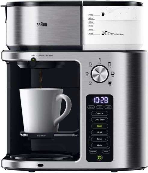 Braun MultiServe Plus 10- Cup Pod Free Drip Coffee Maker, 7 Brew Sizes ...