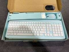 Onn. Wireless Keyboard and Mouse, Light Blue - Matthews Auctioneers