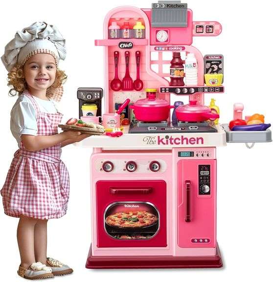 Kids Kitchen Playset-53pcs Cooking Stove,Paly Sink,Oven,Kitchen Toys ...