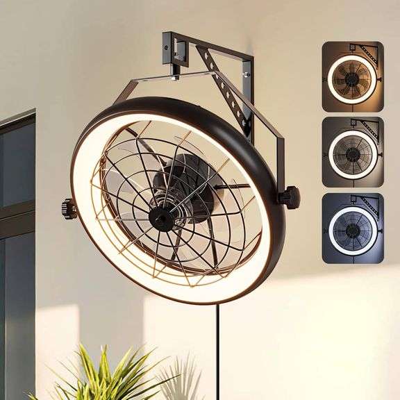 Wall Mounted Fan with Lights, 23 Wall Mount Fan with Remote, 6 Speeds ...