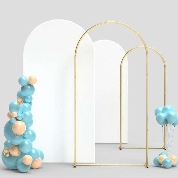 JKLUMI Metal Arch Backdrop Stand with Arch Cover Set of 2, (7.2FT+6FT ...