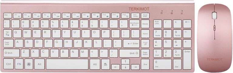 2.4GHz Wireless Keyboard and Mouse Combo, Compact Full-Sized Ultra Slim ...
