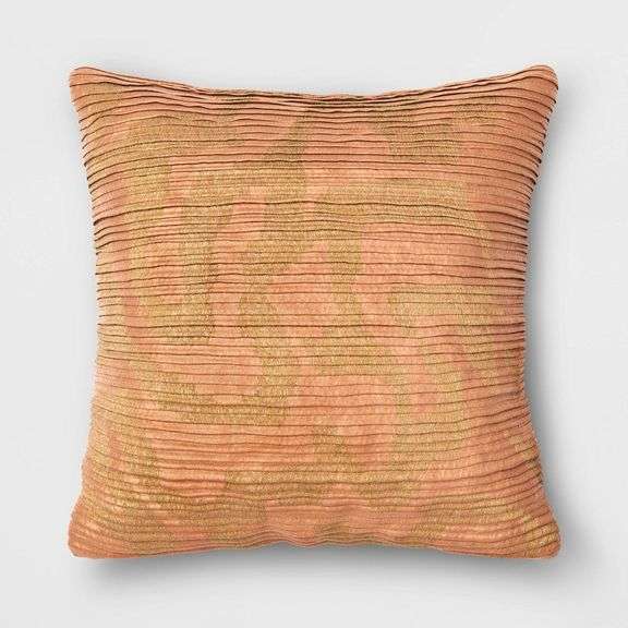 (2) Geometric Patterned Pleated Satin with Metallic Embroidery Square ...