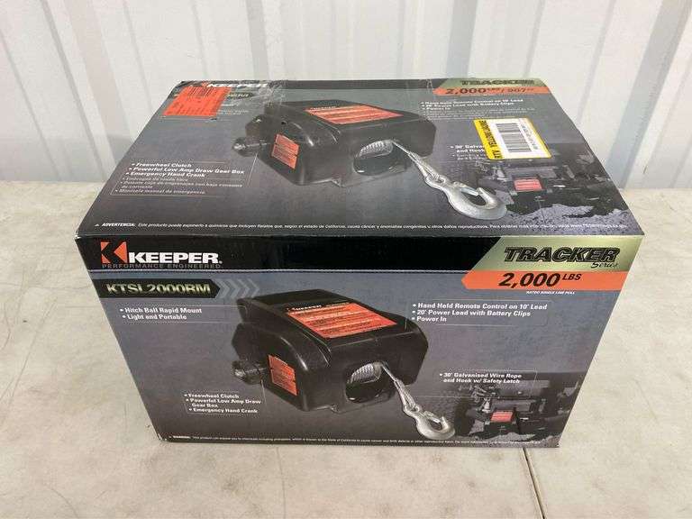 Keeper KTSL2000RM 0.8 Horsepower 12 Volt 2000 Pound Capacity Hitch Ball Mountable Electric Winch ...
