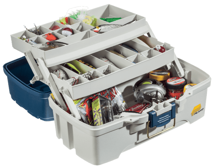 Plano 2-Tray Tackle Box - Blue Metallic/Off White - Matthews Auctioneers