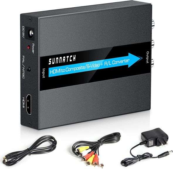 SUNNATCH HDMI to Svideo RCA Converter with S-Video + RCA Cables, HDMI Svideo Converter, HDMI to ...