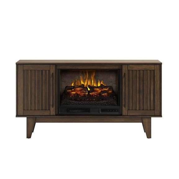 Rosalie 54 in. Freestanding Media Console Wooden Electric Fireplace in ...