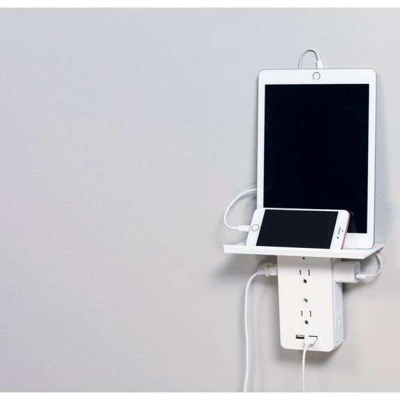 6-Outlet Cordless Wall Extender with 2-USB Ports and 1-USBC Adapter ...