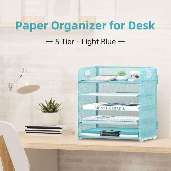 Supeasy 5 Trays Paper Organizer Letter Tray with Handle-Mesh Desk File ...