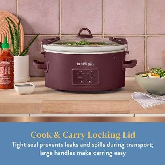 Crock-Pot 6qt Cook & Carry Programmable Slow Cooker Ceramic Lambrusco ...