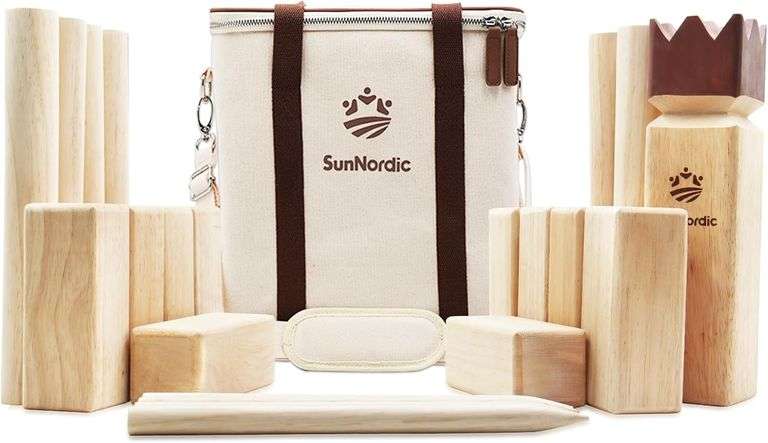 SunNordic Kubb Yard Game Set, Garden Rubber Wood Toss Game, Giant Clash Viking Chess for Kid ...