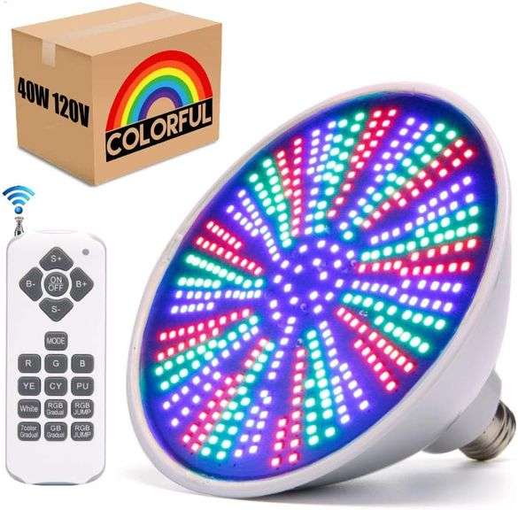 Pool Lights, 120V 40W RGB Color Changing Waterproof Underwater LED Pool ...