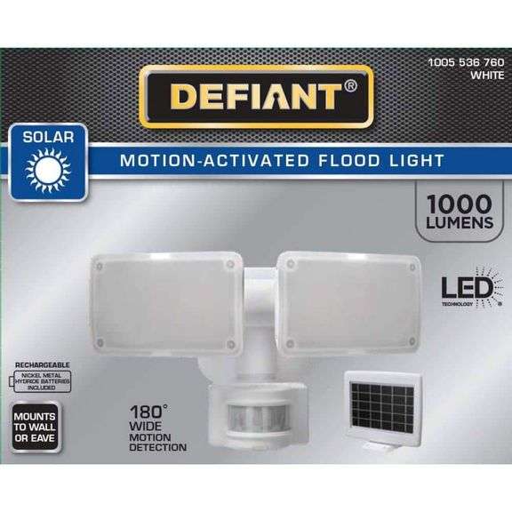 Defiant 180-Degree White Motion Activated Solar Powered Outdoor 2-Head ...