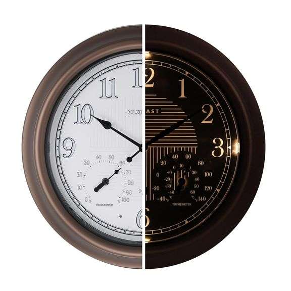 CLXEAST 18 Inch Illuminated Outdoor Indoor Atomic Analog Wall Clock ...