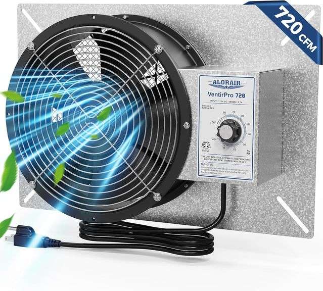 ALORAIR 720 CFM High Flow Powered Crawl Space Ventilation Fan, IP55 ...