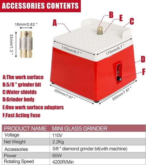 Podoy Stained Grinders Glass, Mini Power Industrial Glass Ceramics ...