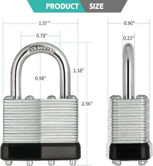 Travate Keyed Alike Padlocks, Nickel Plated Padlocks Keyed Alike Set of ...