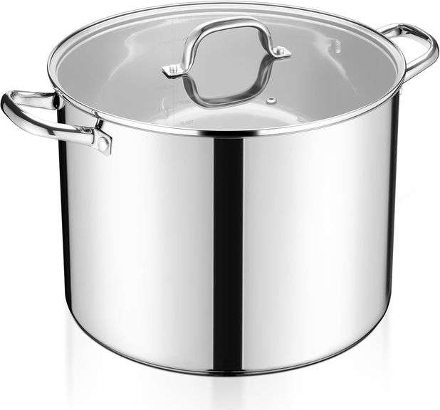 E-far 20-Quart Large Stock Pot, Stainless Steel Stockpot with Lid for ...