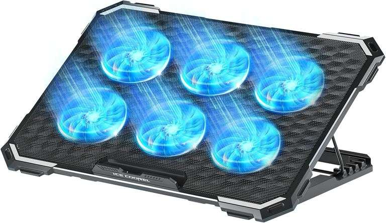 ICE COOREL Laptop Cooling Pad with 6 Cooling Fans, Laptop Fan Cooling ...