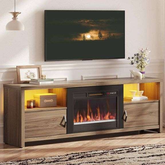 70.87 in. Pinewood Electric Fireplace TV Stand Fits TV's Up to 75 in ...