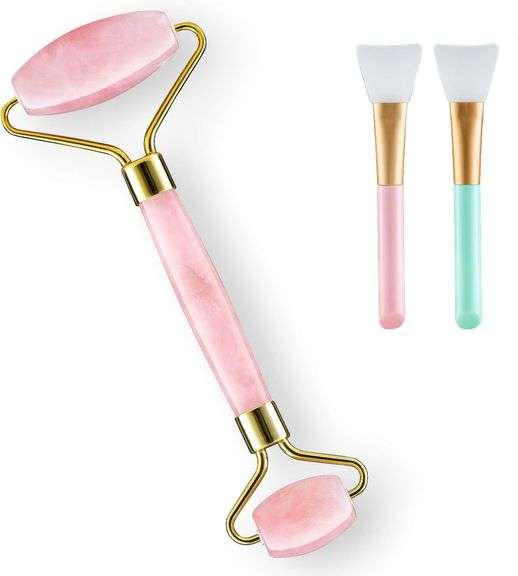 Rosejoice Pink Rose Quartz Jade Roller for Face-Natural Handmade ...
