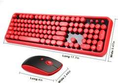 2.4GHz Wireless Typewriter Keyboard with 104 Cute Retro Round Keys ...