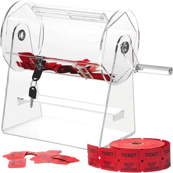 Acrylic Raffle Drum, Clear Raffle Ticket Box with Slot Transparent ...