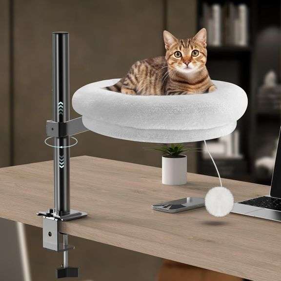 OJLUOJ Cat Desk Bed, Pet Cats Desk Nest Round Hammock, 360 Rotation ...