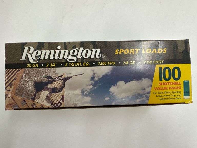 20 GA 100 Rounds: Remington Sport Loads - Matthews Auctioneers