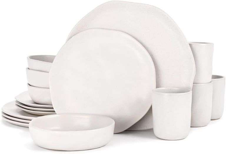 Cabtnca Modern Ceramic Dinnerware Sets for 4, 16 Pieces Stoneware ...