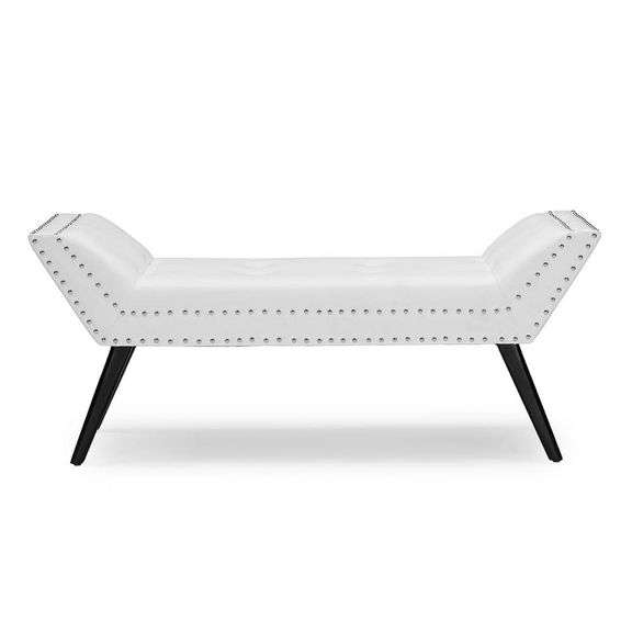 Tamblin Contemporary White Faux Leather Upholstered Bench - Matthews ...