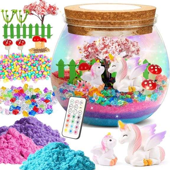 Unicorn Terrarium Kit for Kids Toys with Color-Changing LED Lights ...