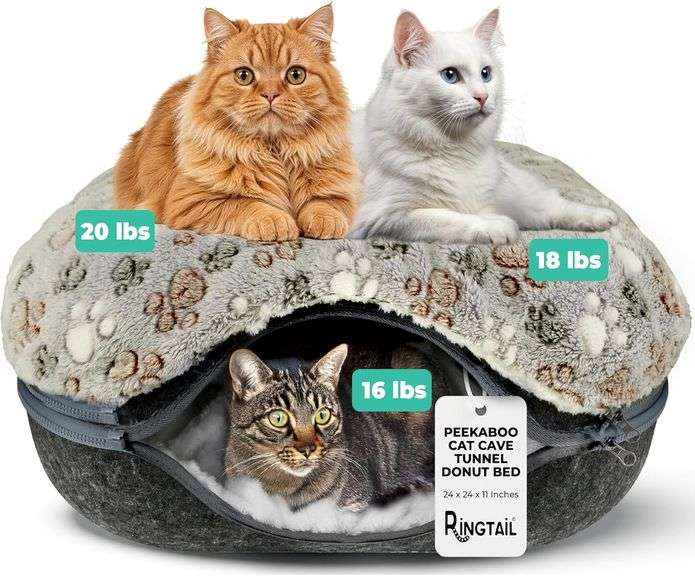 RINGTAIL Peekaboo Cat Cave - Cave Cat Beds for Indoor Cats Large up to ...