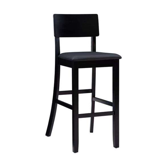 Toro 31 in. Black High Back Wood Bar Stool with Faux Leather Seat ...