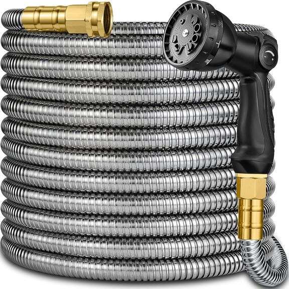 Metal Garden Hose 200 FT - Stainless Steel Garden Hose Leak-Proof with ...