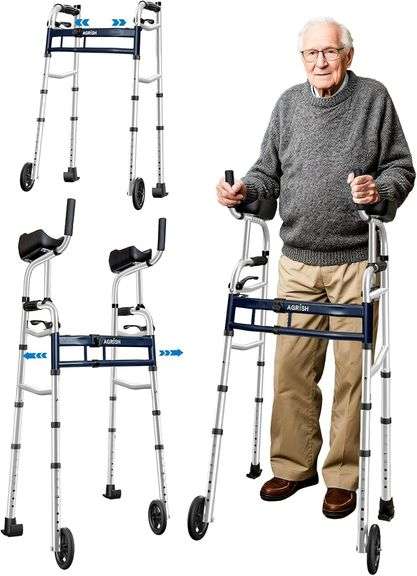 Narrow Walker Folding Upright Walker - with Removable Armrests, 450LBS ...