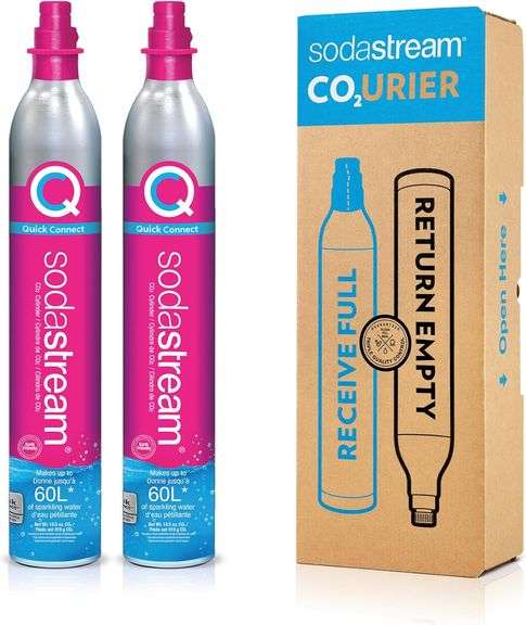 SodaStream CO2 Gas Refill Pack - 2 Cylinders, Pink CQC System ...