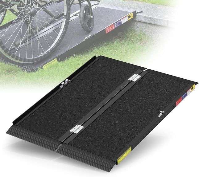 3FT Portable Wheelchair Ramp with Quick-Lock, Black Seamless Non-Slip ...