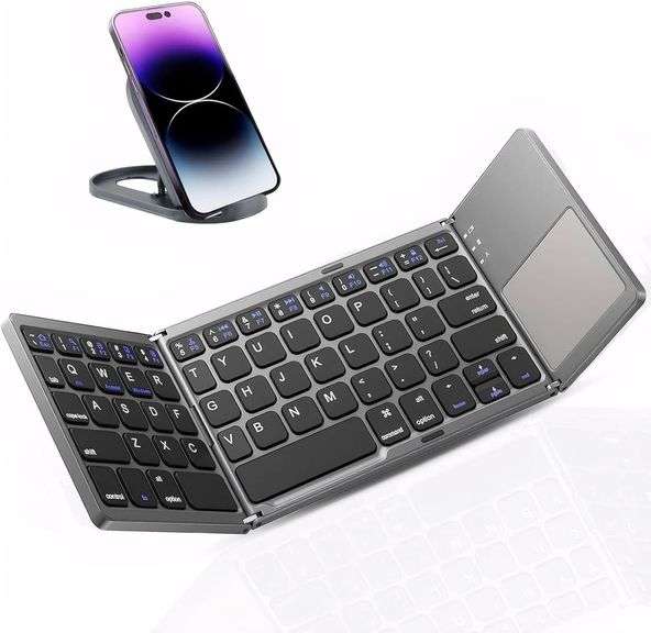 Foldable Bluetooth Keyboard with Touchpad - Portable Wireless Keyboard ...